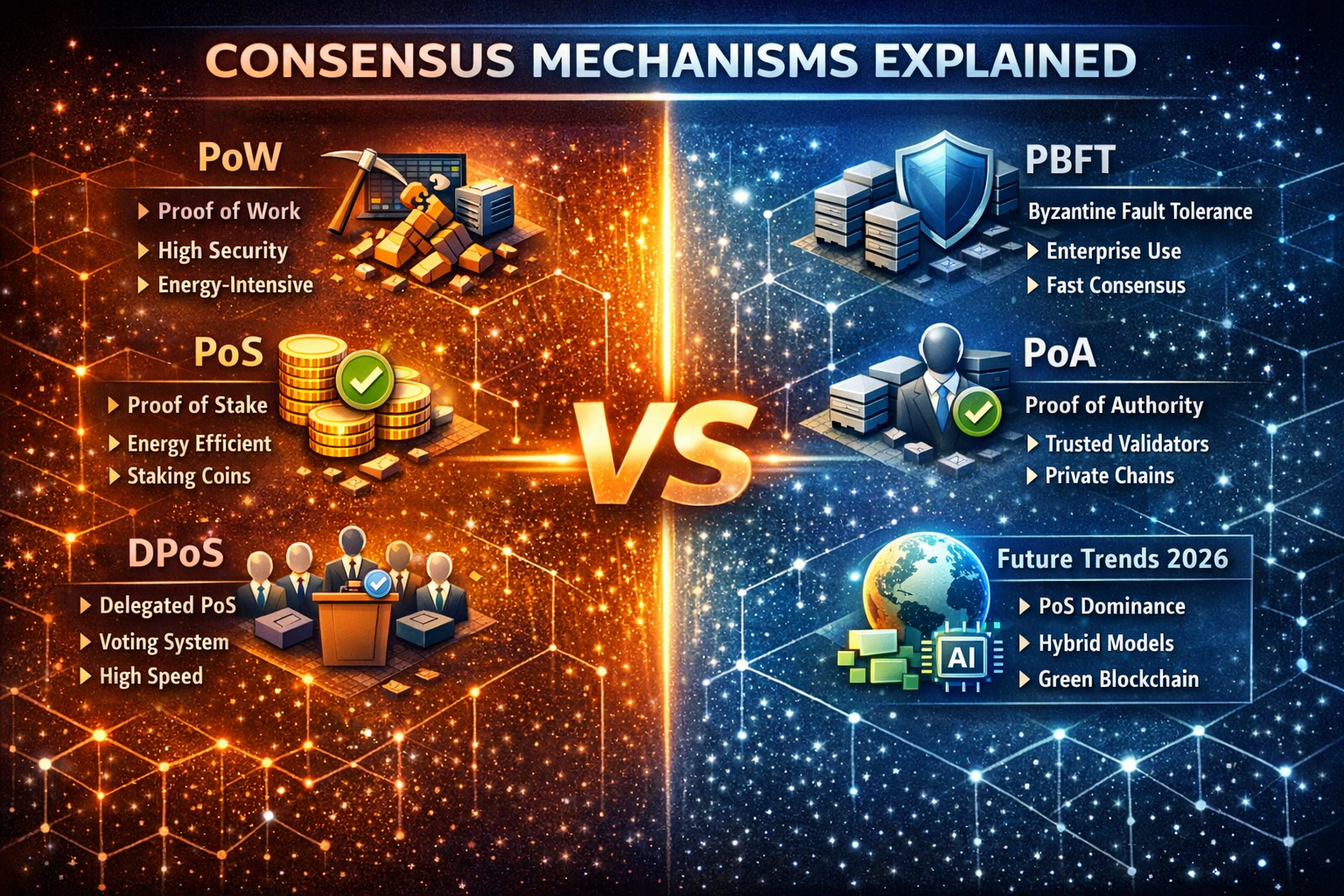 Consensus Mechanisms Explained: PoW vs PoS vs DPoS & More (2026 Guide ...